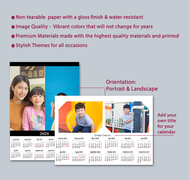 Custom Photo Poster Calendar Online Printing @$2.67-Photojaanic